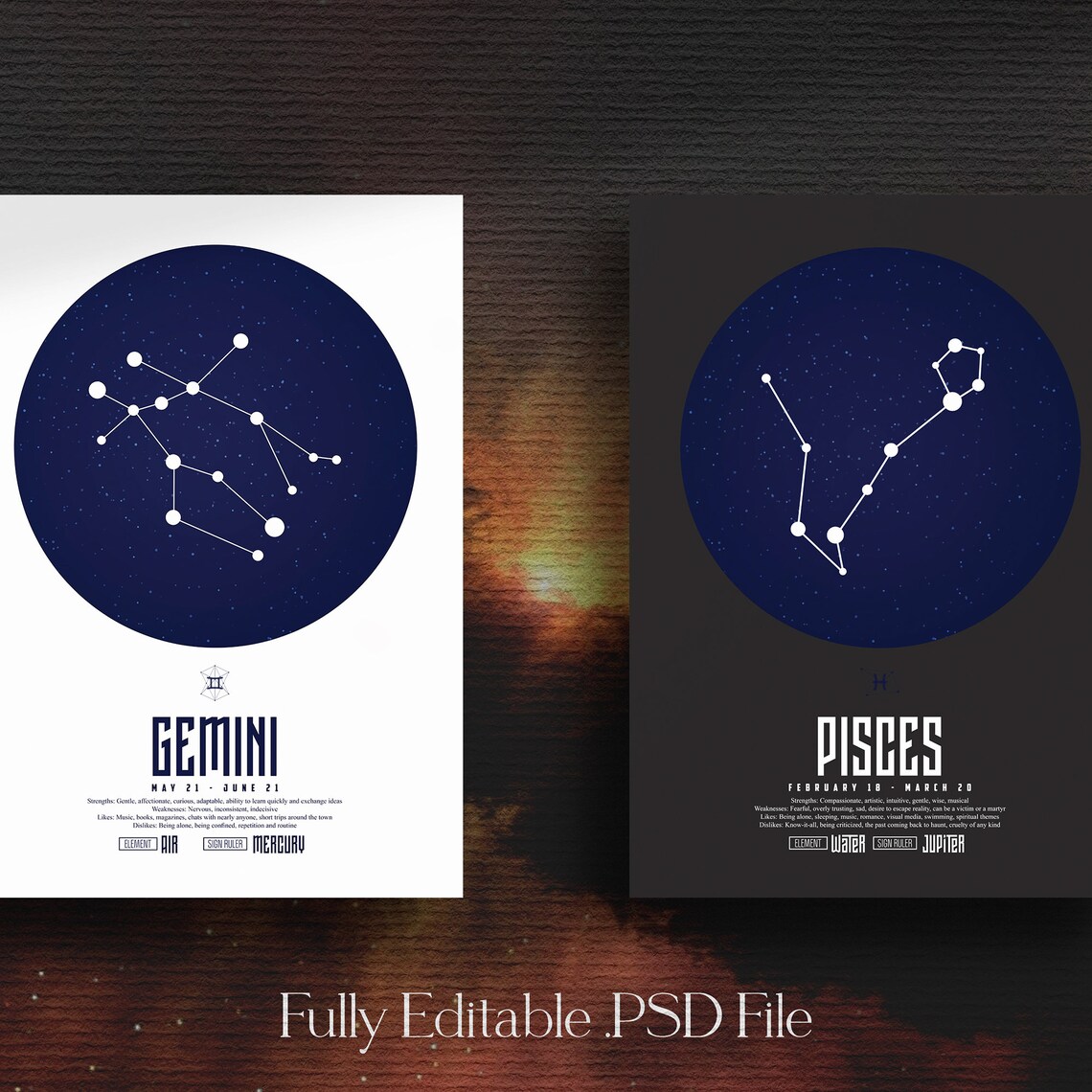 Zodiac Print Set | 20+ Sizes | All Zodiac Signs | Editable .PSD File ...
