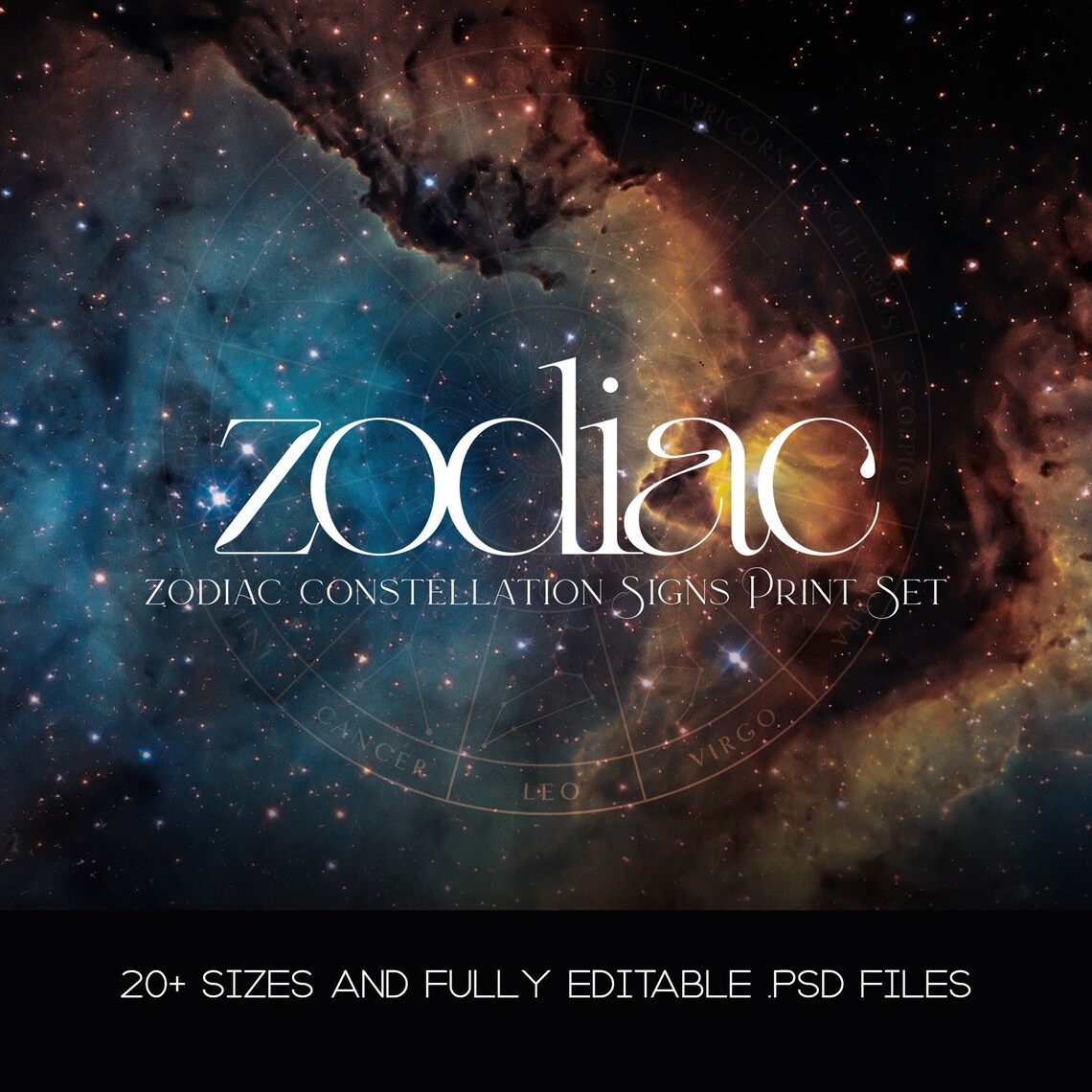 Zodiac Print Set | 20+ Sizes | All Zodiac Signs | Editable .PSD File ...