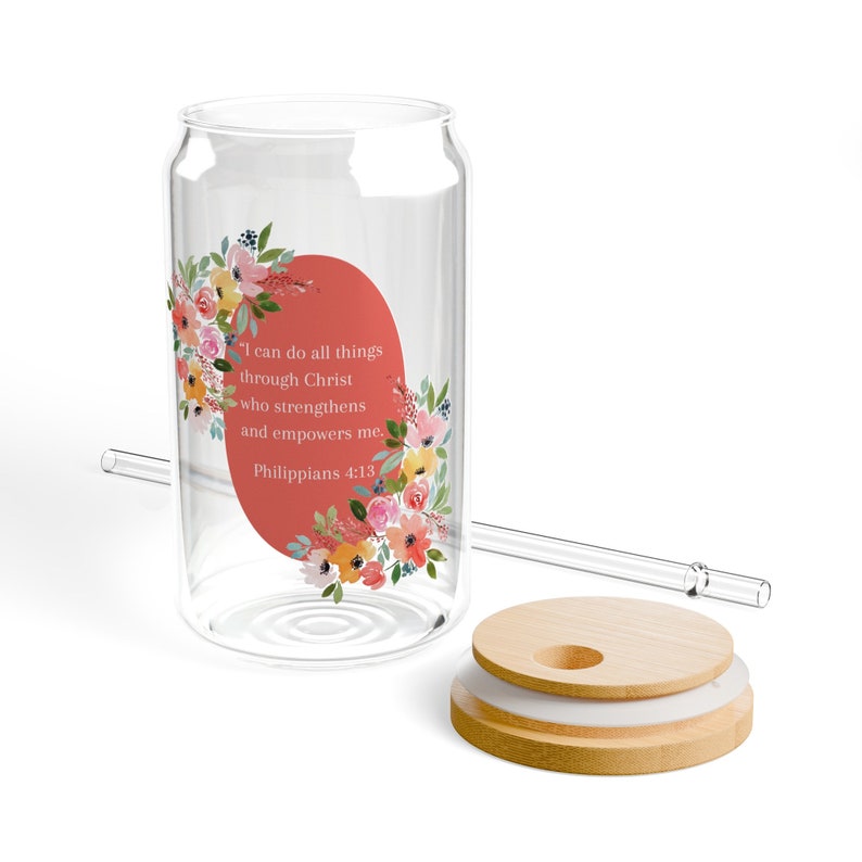 Philippians 4:13 Bible Verse Glass Tumbler Christian Gift, Daily ...