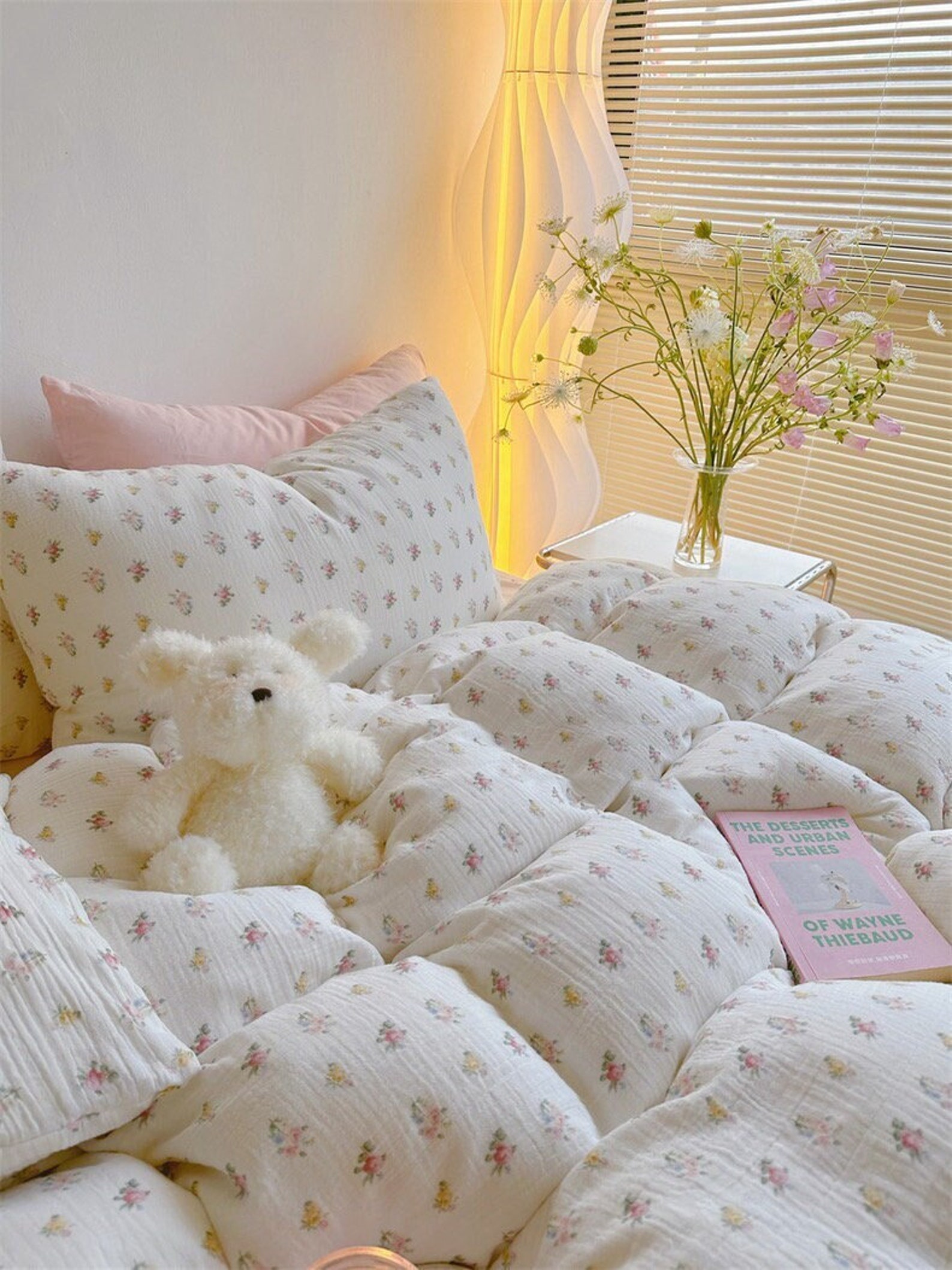 Floral Coquette Duvet Cover Set, Double Gauze Soft Cotton Cottagecore ...