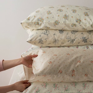 Floral Pillowcase, Floral Standard Queen Cotton Pillowcase, Envelope ...