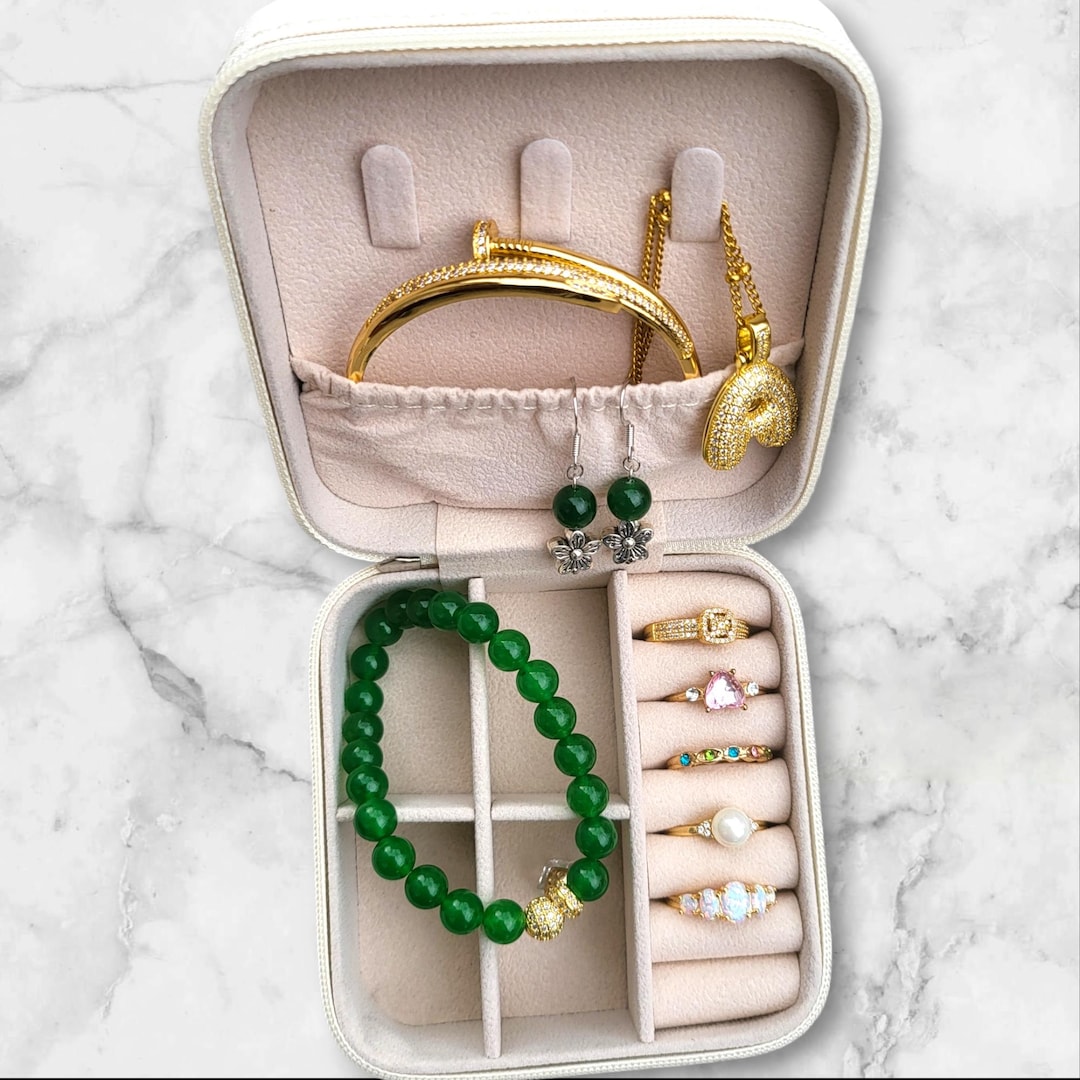 Build Me a Box Jewelry Set . A Set of 5 Rings, Gold Bubble Pendant ...
