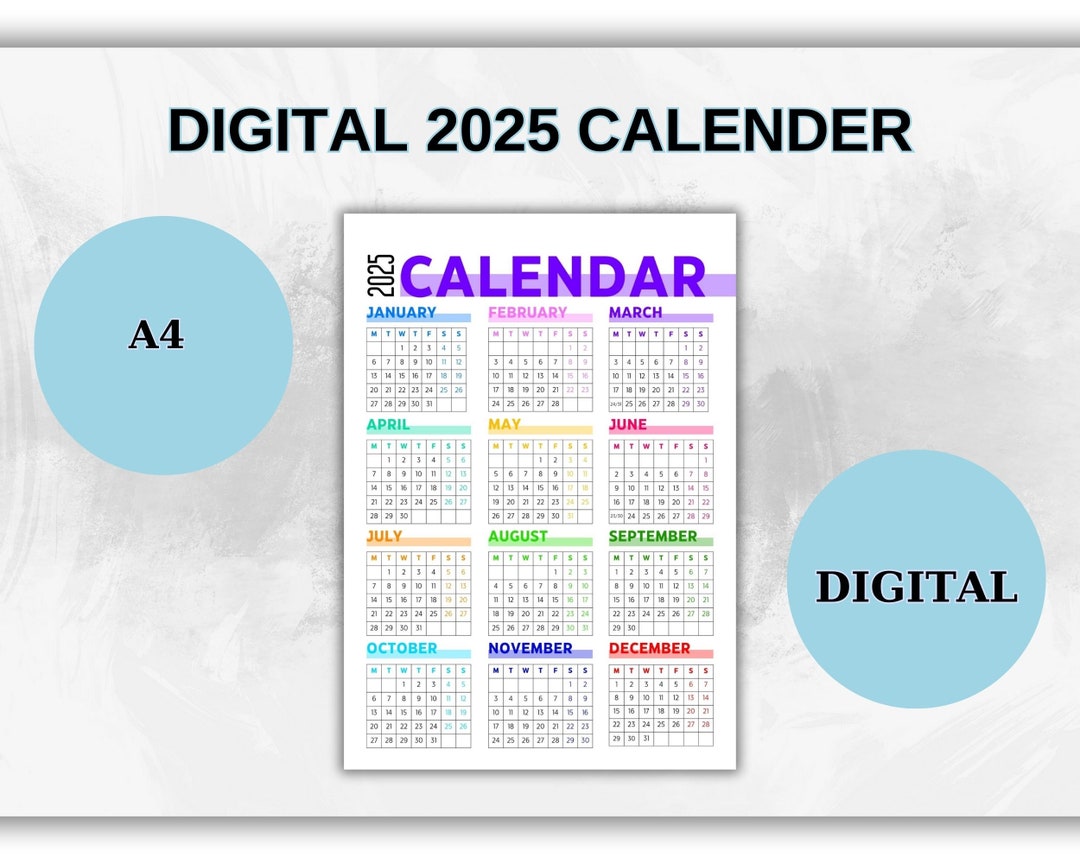 2025 Digital Calender - Print Calender - Digital Download - Month ...