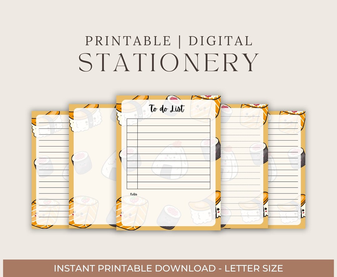 Adorable Kawaii Sushi Stationery Instant Download Cutie Notes, PDF US ...