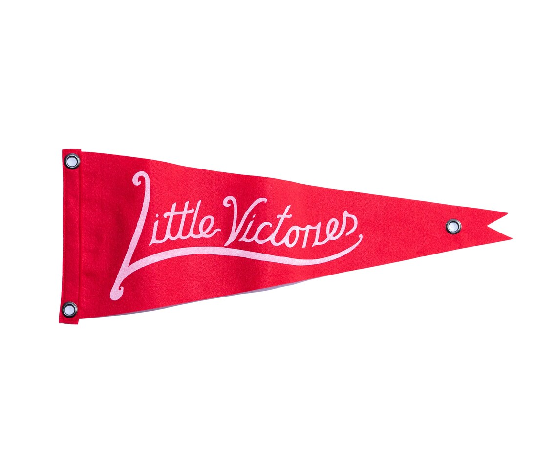 Little Victories Hand Drawn Art | Inspirational Felt Pennant Flag ...