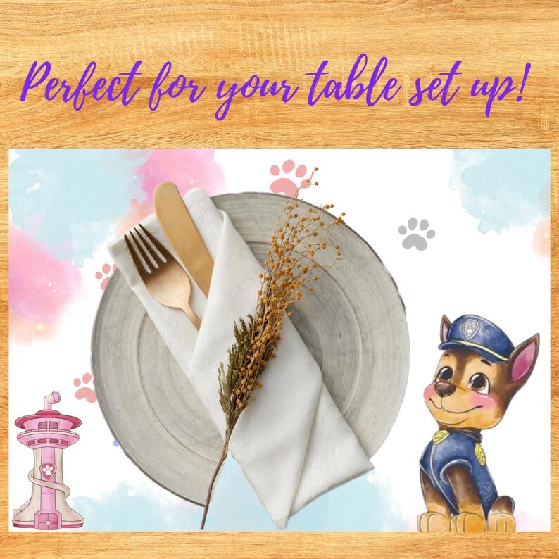 Puppy Paw Party Placemat - Editable Canva Template - Watercolor Dog ...