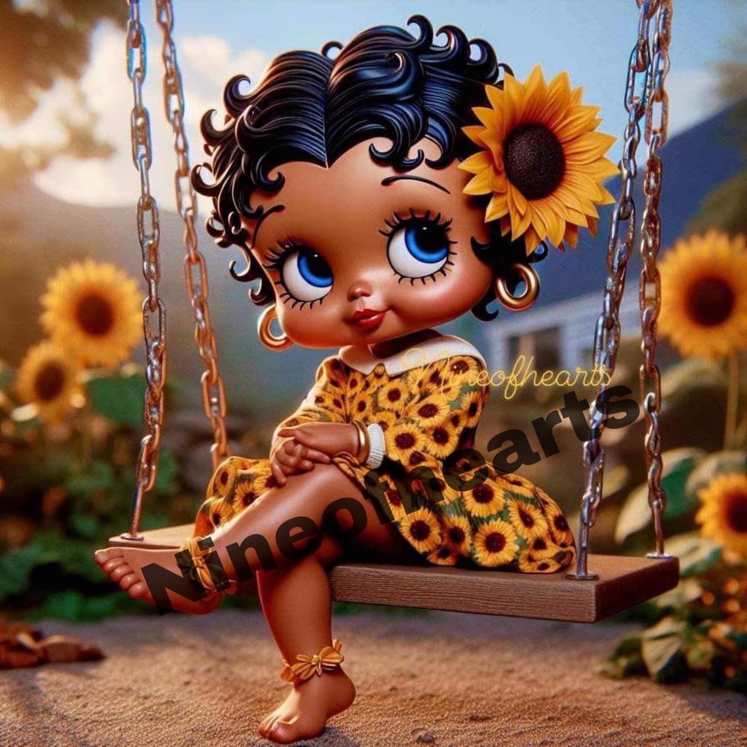Black African American Betty Boop in a Swing in Her Sunflower Dress ...