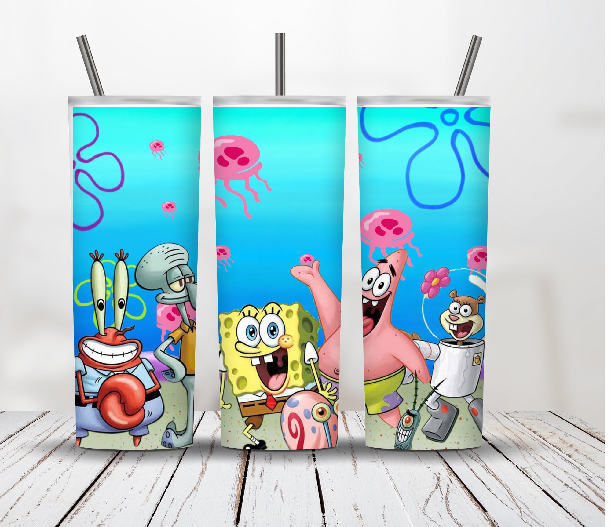 Custom Can Be Personalized Spongebob Inspired 20 Oz Tumbler Perfect for ...
