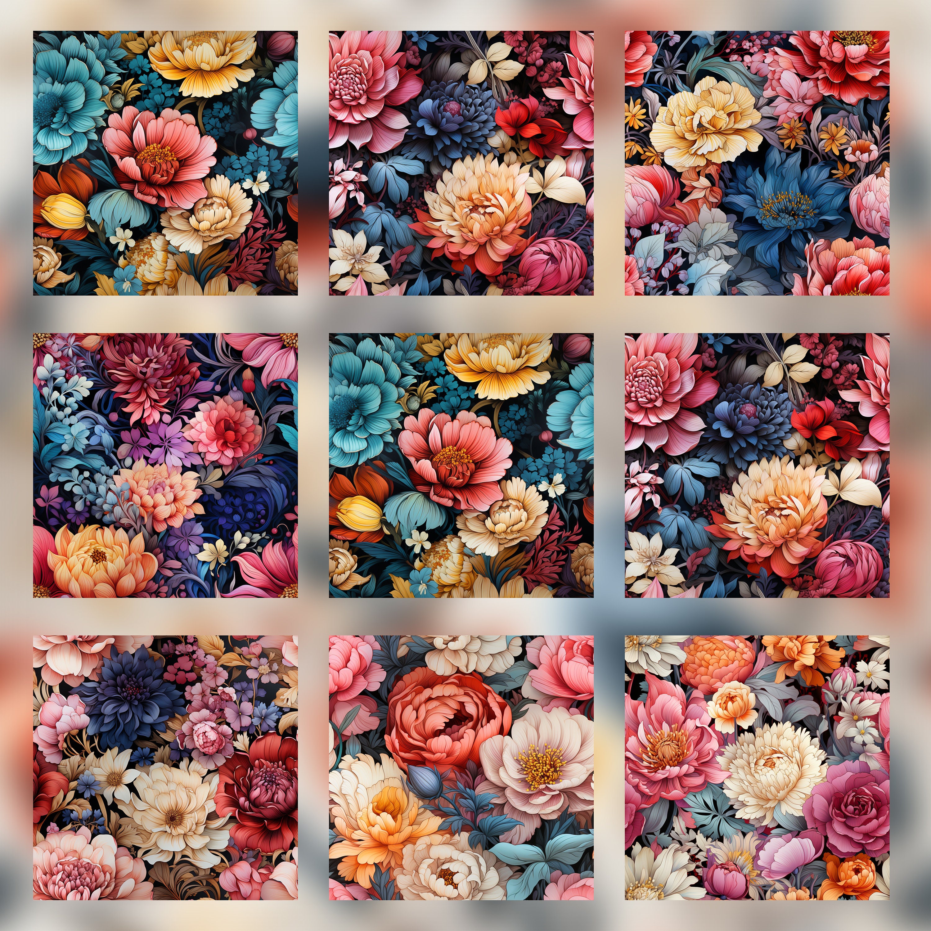 Floral Wonderland Pattern 32 SEAMLESS Patterns Digital Paper Celestial ...