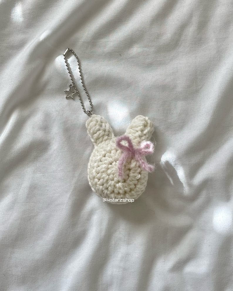 Crochet Coquette Bow Bunny Plushie Keychain - Etsy