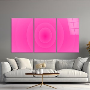 Triple Gradient Pink Glass Wall Art, Tempered Glass Contemporary Decor ...