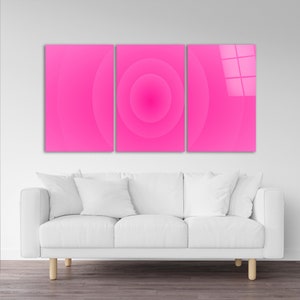 Triple Gradient Pink Glass Wall Art, Tempered Glass Contemporary Decor ...