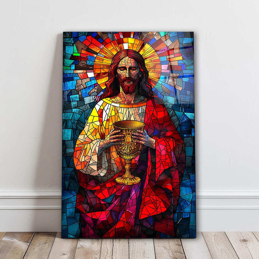 Holy Communion Stained Glass Wall Art, Jesus Christ Tempered Glass Wall ...