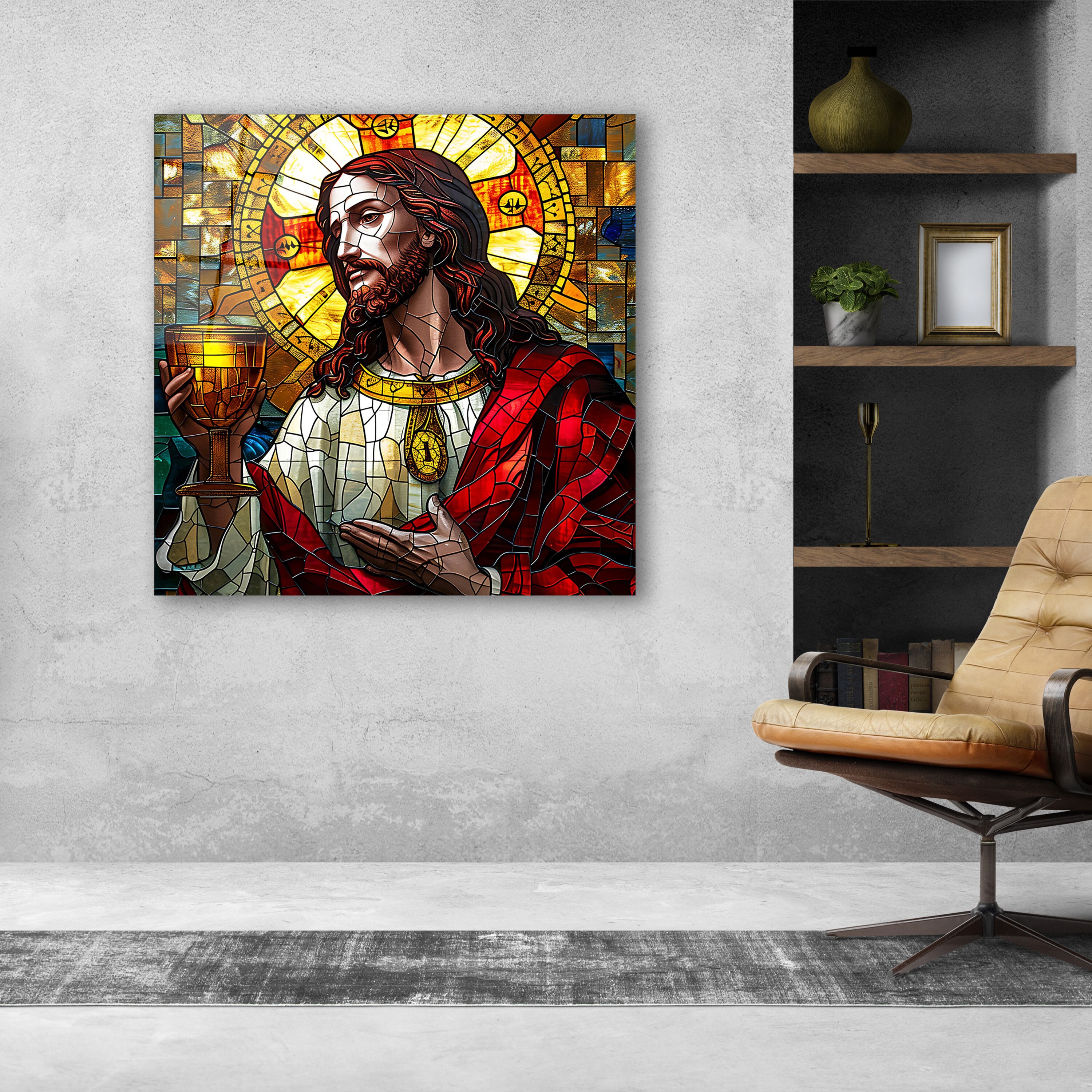 Holy Trinity Stained Glass Effect Wall Art, Christian Tempered Glass ...