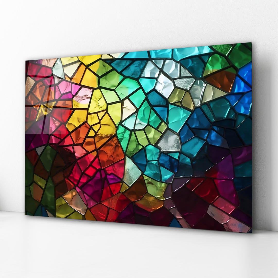 Stained Glass Effect Wall Art, Colorful Tempered Glass Decor, Kitchen ...
