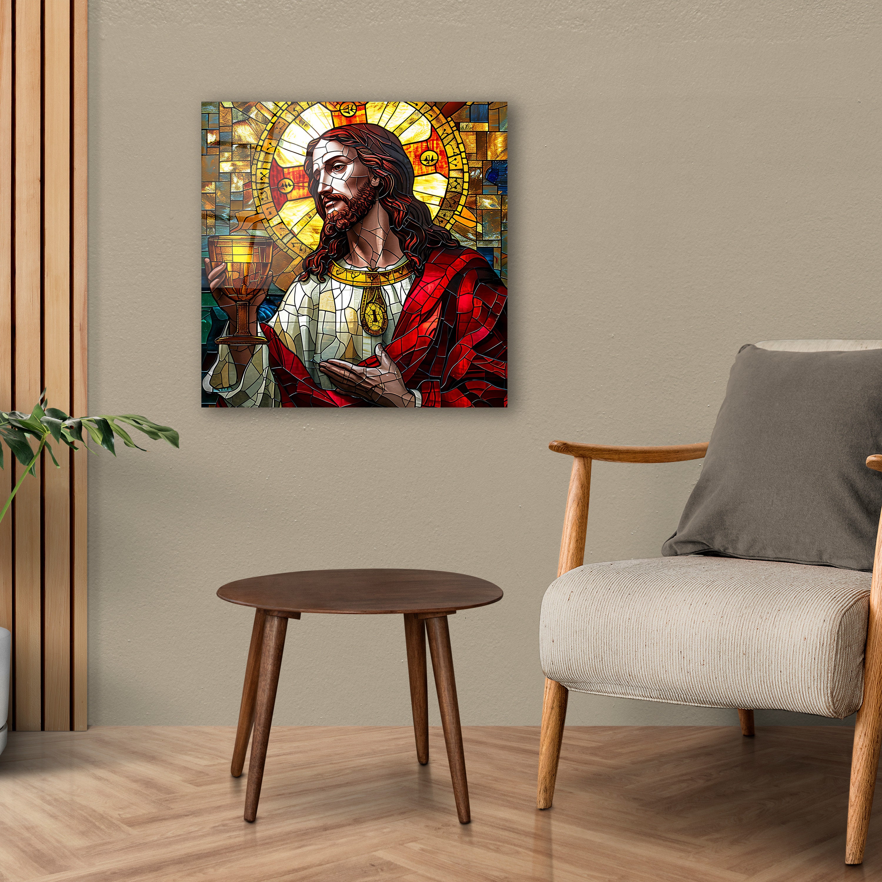 Holy Trinity Stained Glass Effect Wall Art, Christian Tempered Glass ...