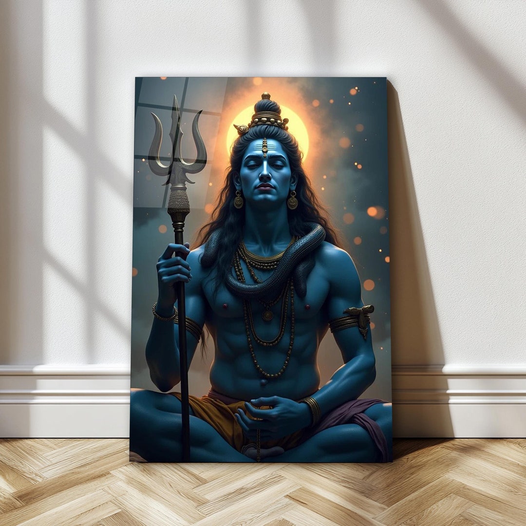 Lord Shiva Glass Wall Art, Shiva Tempered Glass Decor, Hindu Wall Art ...