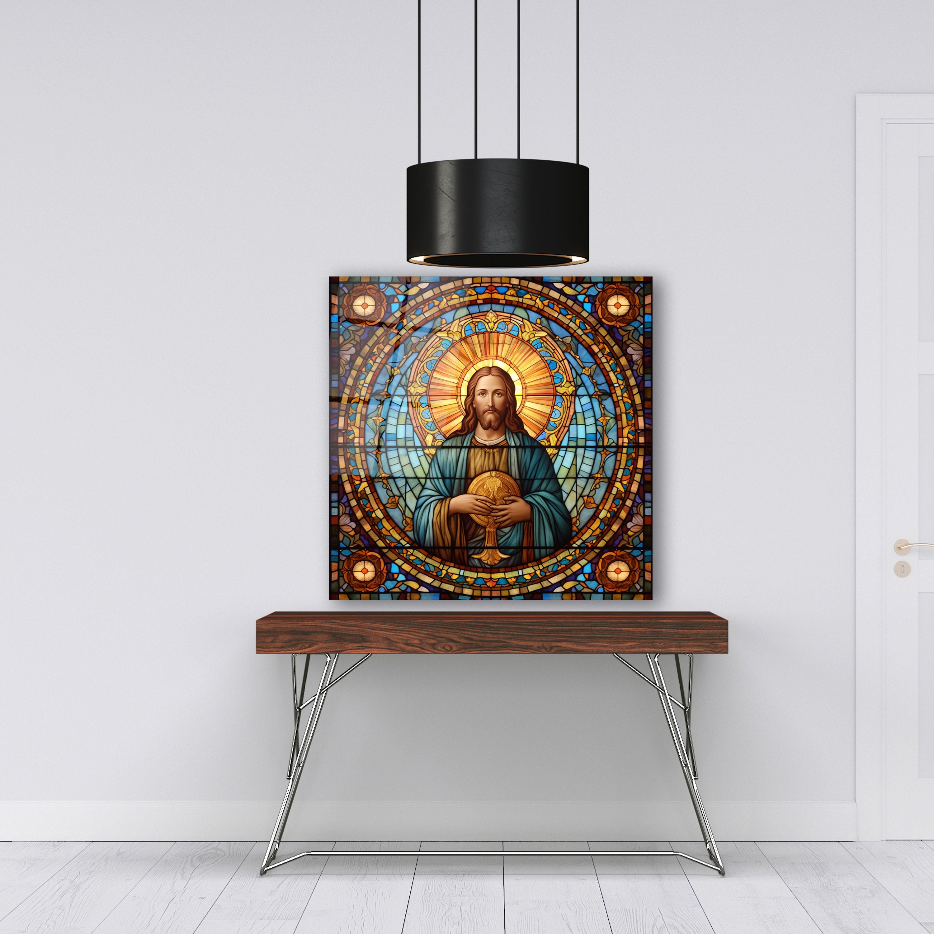 Jesus Christ Stained Glass Wall Art, Christian Tempered Glass Wall ...