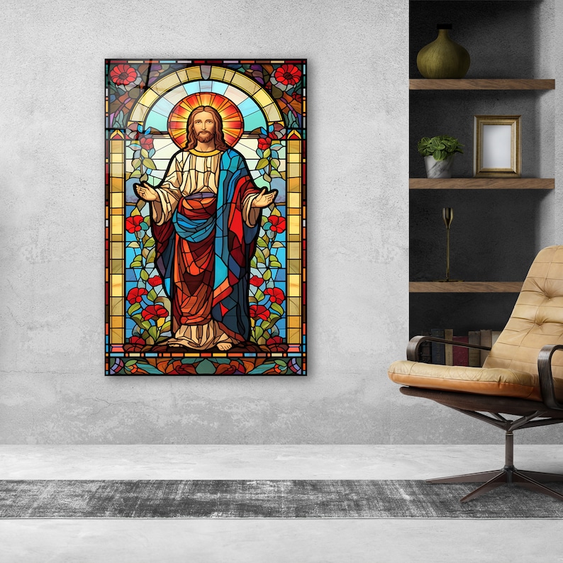 Holy Communion Stained Glass Wall Art, Jesus Christ Tempered Glass Wall ...