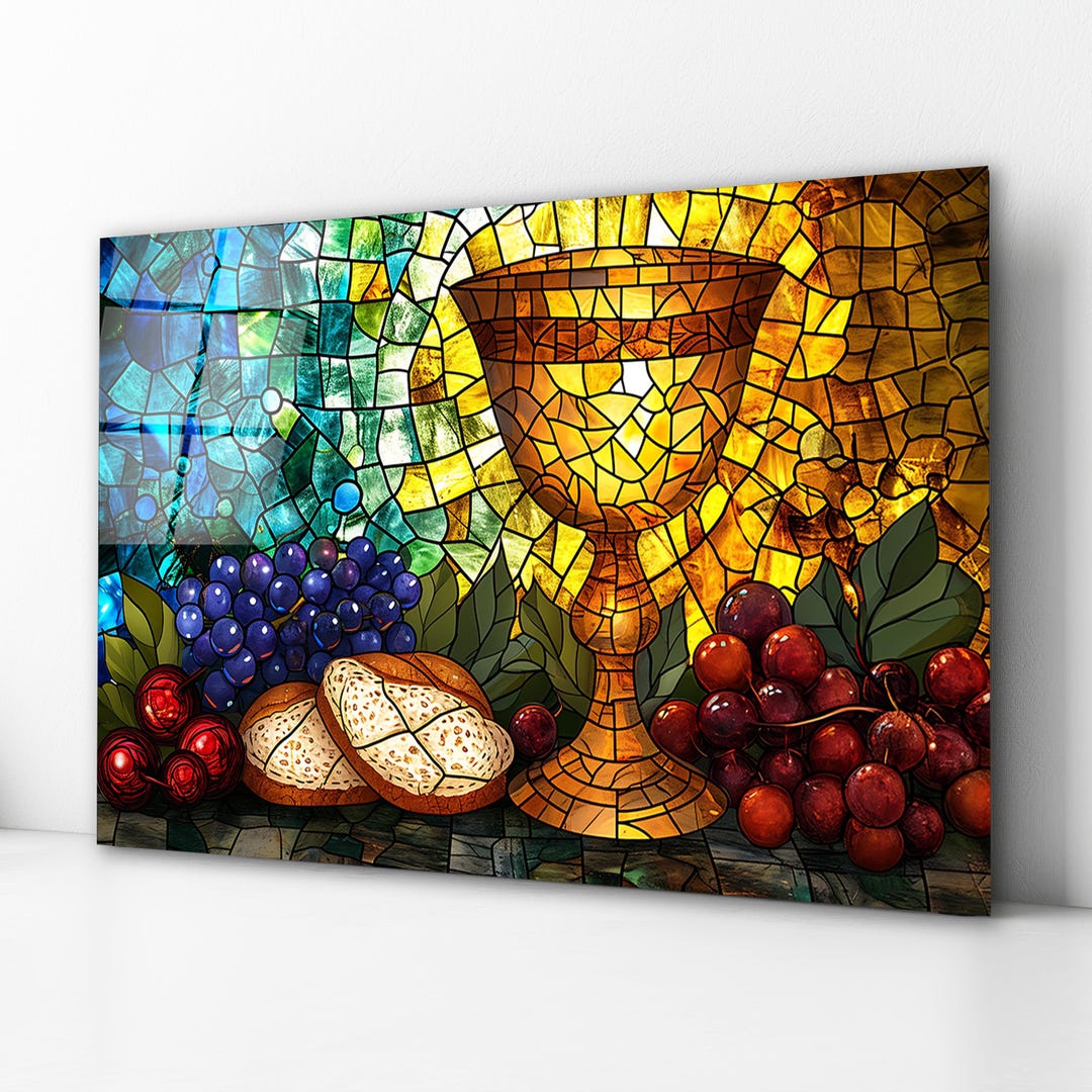 Stained Glass Effect Christian Wall Art, Kitchen Tempered Glass ...
