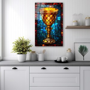 Holy Communion Goblet Art, Christian Glass Wall Art, Stained Glass ...