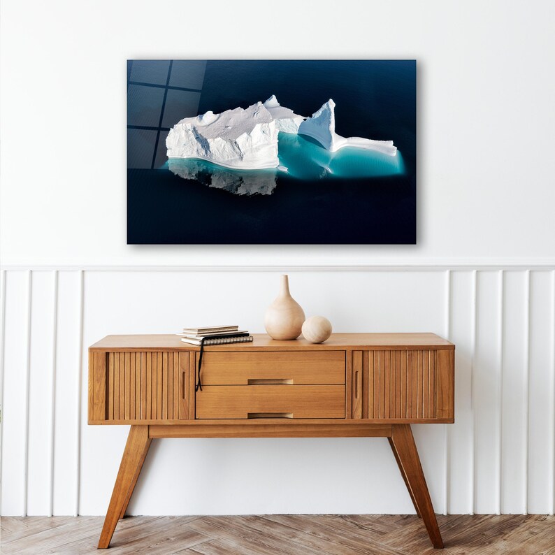 Majestic Iceberg Glass Wall Art, Glacier & Ocean Tempered Glass Print ...