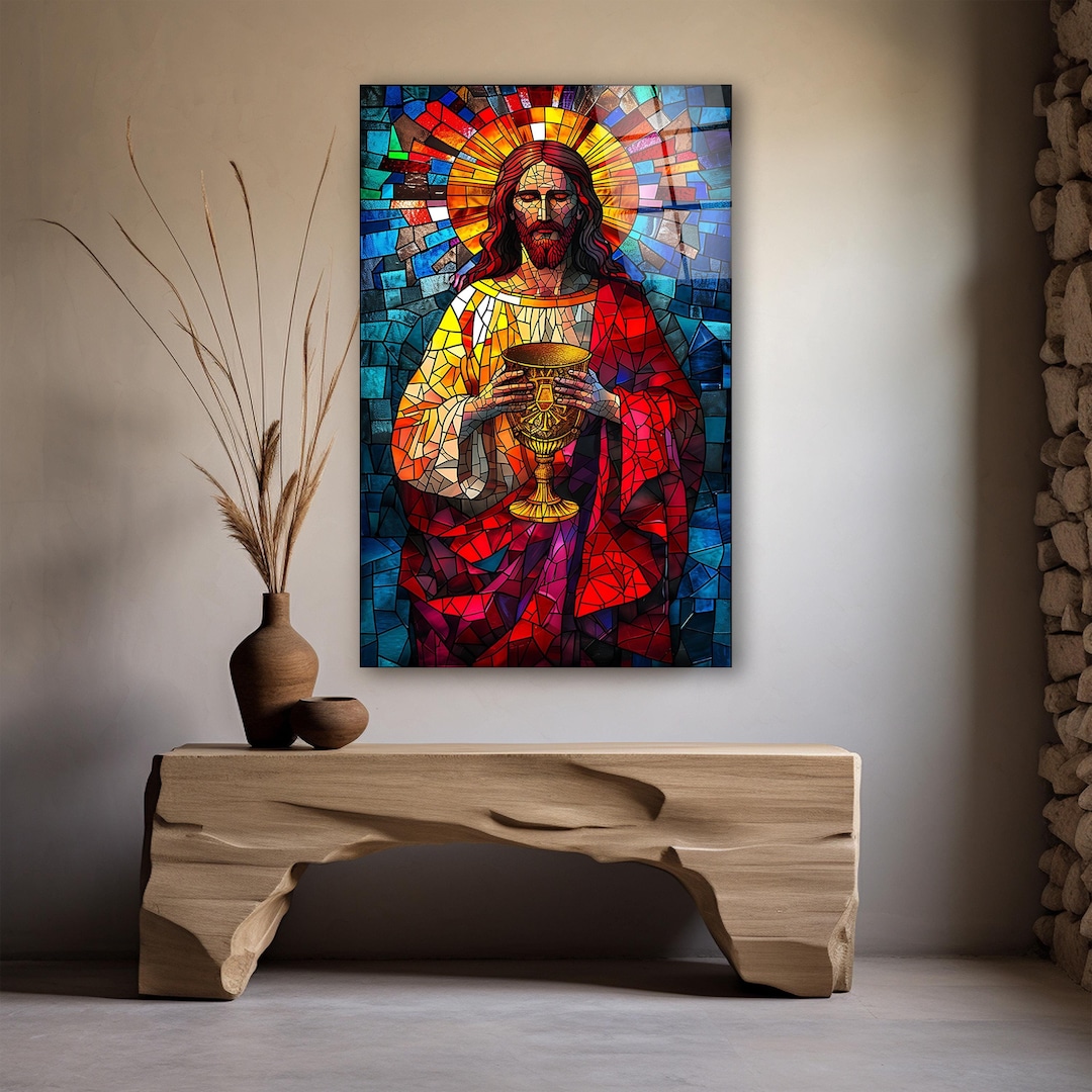 Holy Communion Stained Glass Wall Art, Jesus Christ Tempered Glass Wall ...