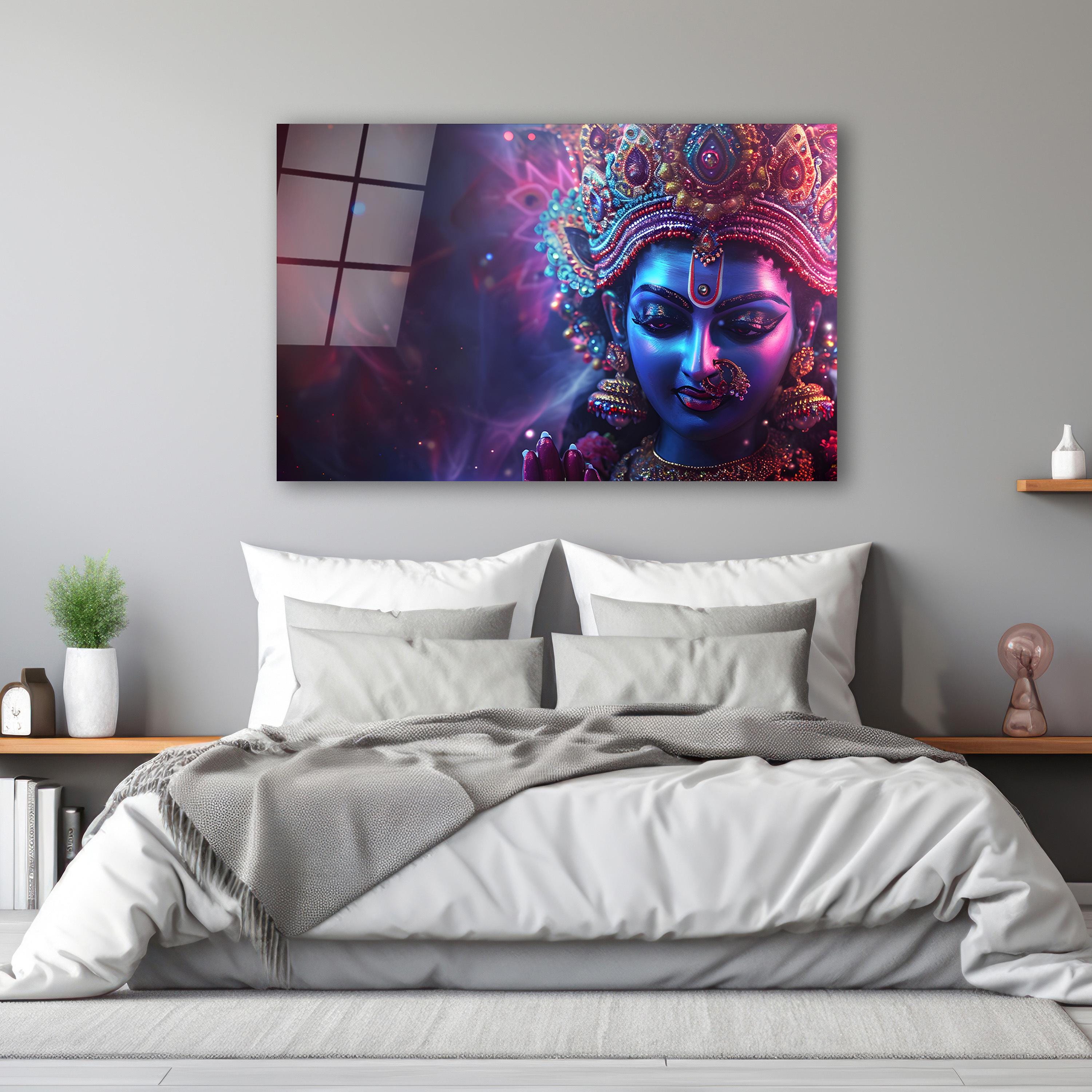 Hindu Goddess Kali Glass Wall Art, Kali Statue Tempered Glass, Living ...