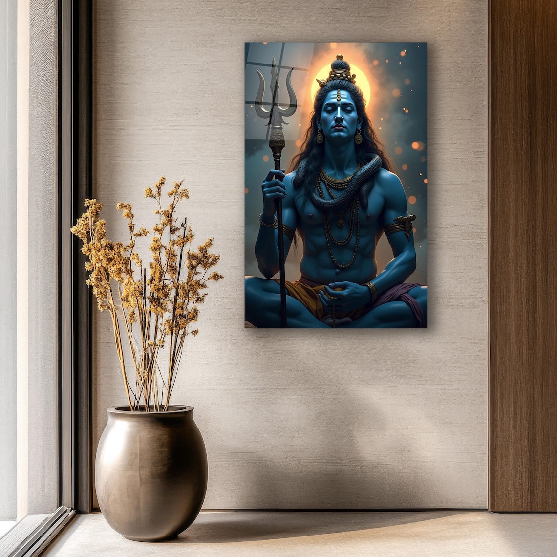 Lord Shiva Glass Wall Art, Shiva Tempered Glass Decor, Hindu Wall Art ...