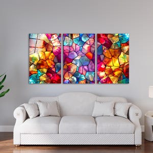 Triple Stained Glass Effect Wall Art, Colorful Tempered Glass Decor ...