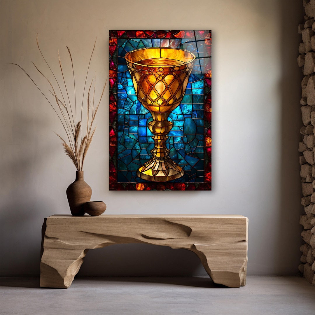 Holy Communion Goblet Art, Christian Glass Wall Art, Stained Glass ...