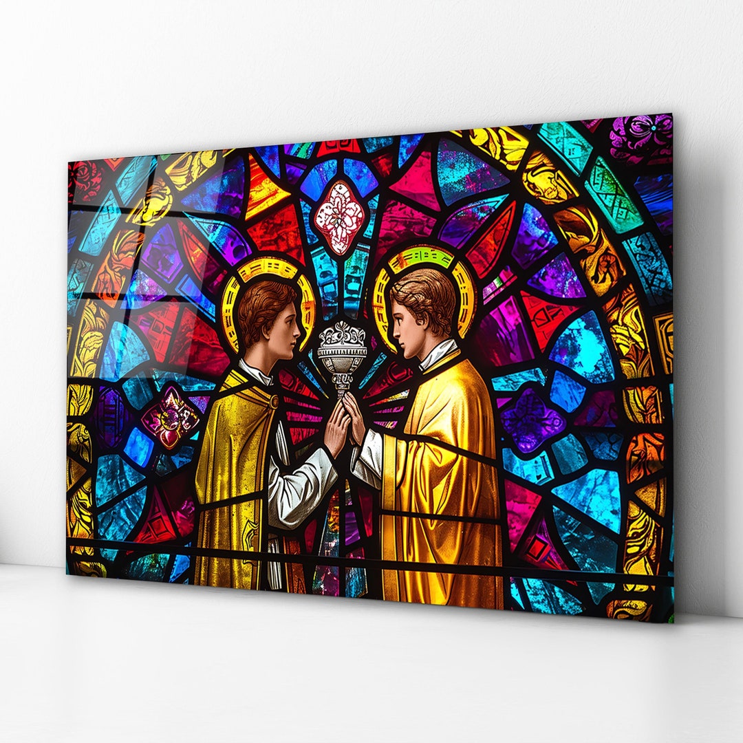 Holy Communion Tempered Glass Wall Art, Colorful Stained Glass Wall ...