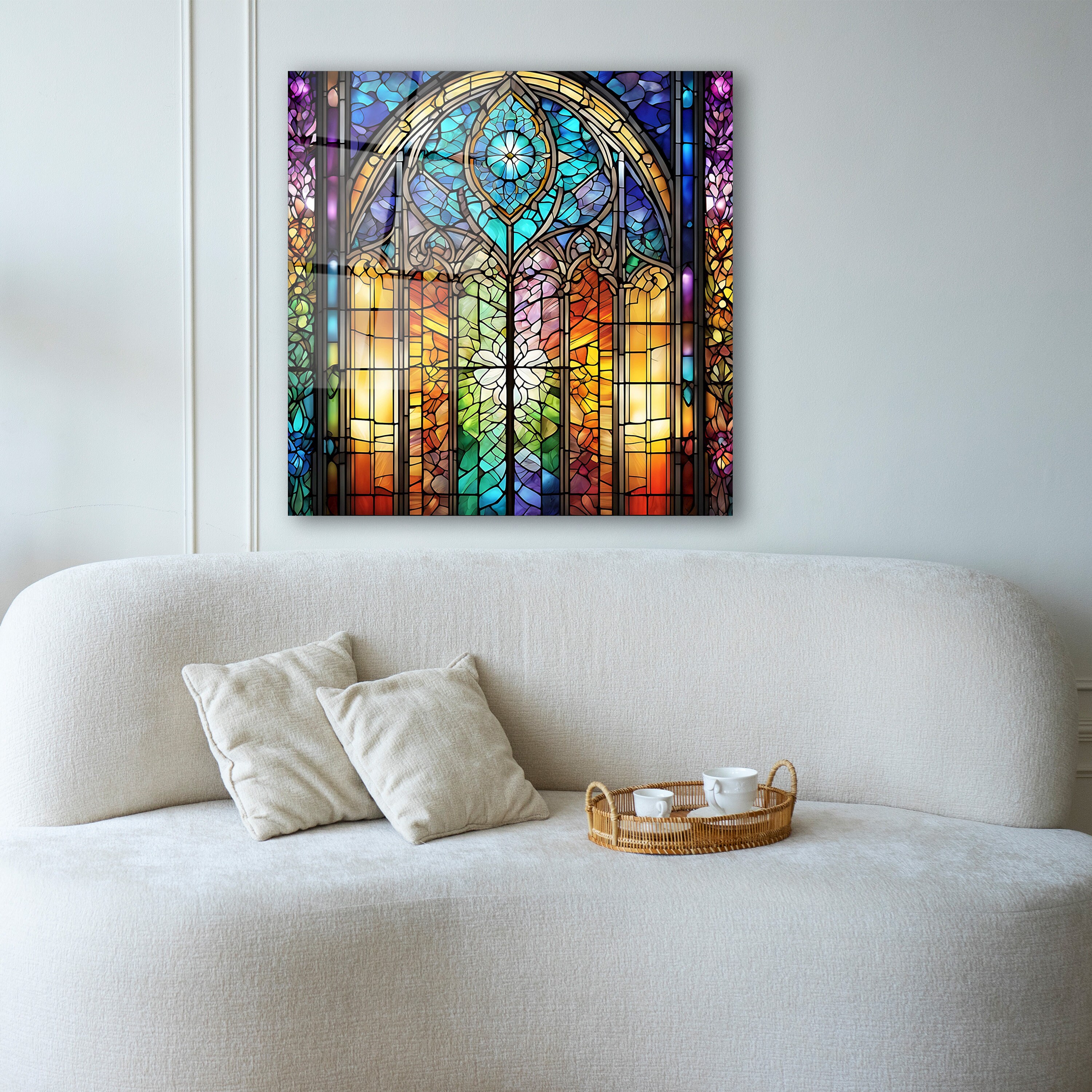 Window Stained Glass Effect Wall Art, Colorful Tempered Glass Wall ...