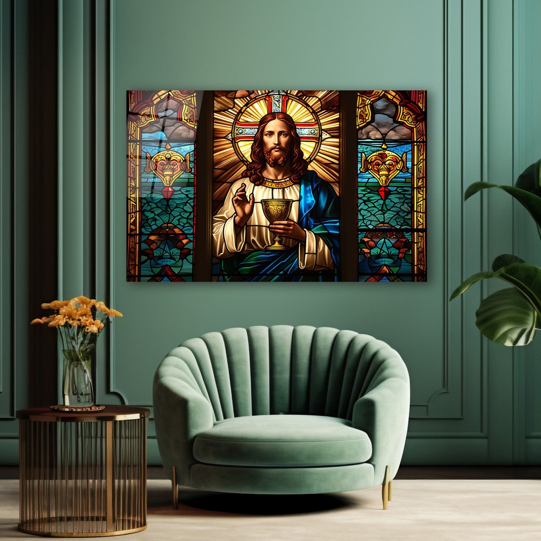Buy Jesus Christ Stained Glass Wall Art, Colorful Religious Tempered ...