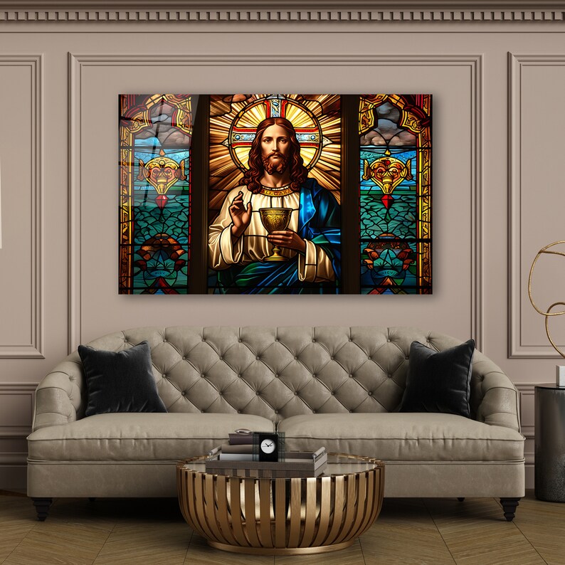 Jesus Christ Stained Glass Wall Art, Colorful Religious Tempered Glass ...