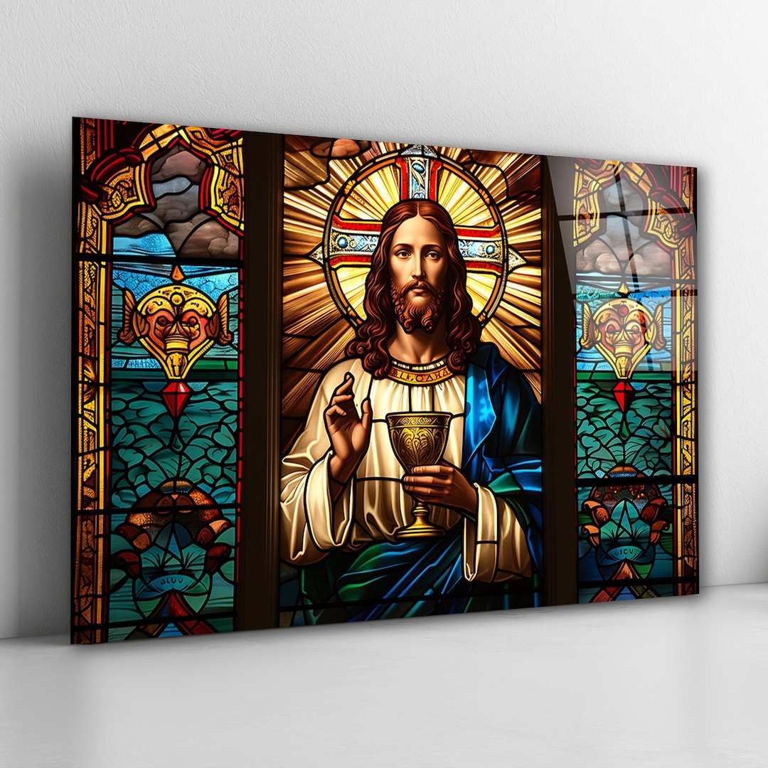 Jesus Christ Stained Glass Wall Art, Colorful Religious Tempered Glass ...