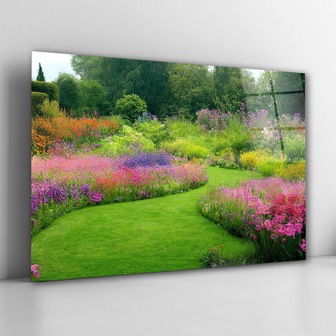 Flower Garden Glass Wall Art, Colorful Tempered Glass Wall Decor ...