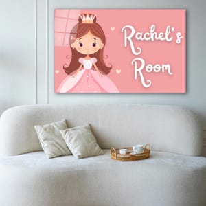 Personalized Princess Room Sign, Custom Girl Name Tempered Glass Wall ...