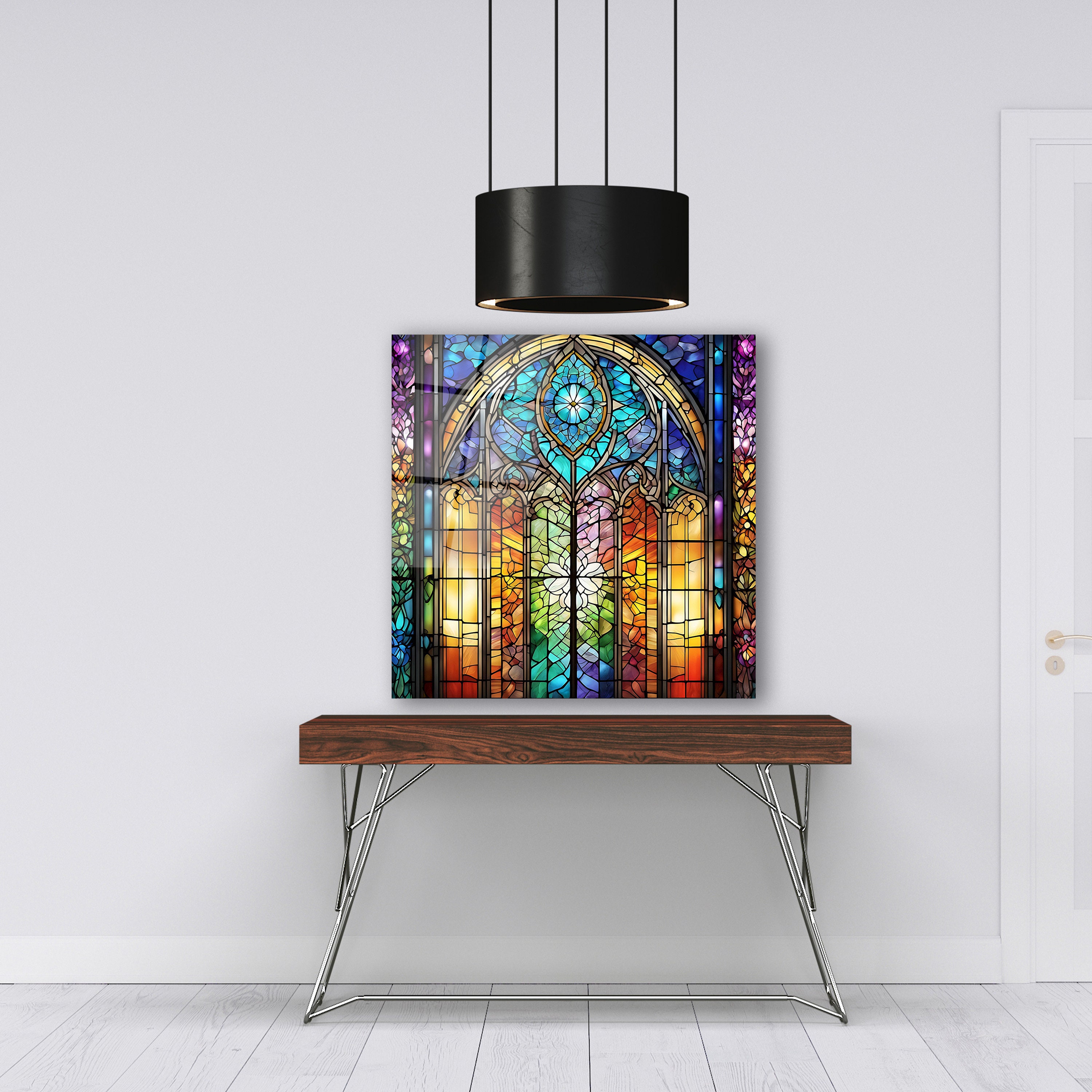 Window Stained Glass Effect Wall Art, Colorful Tempered Glass Wall ...