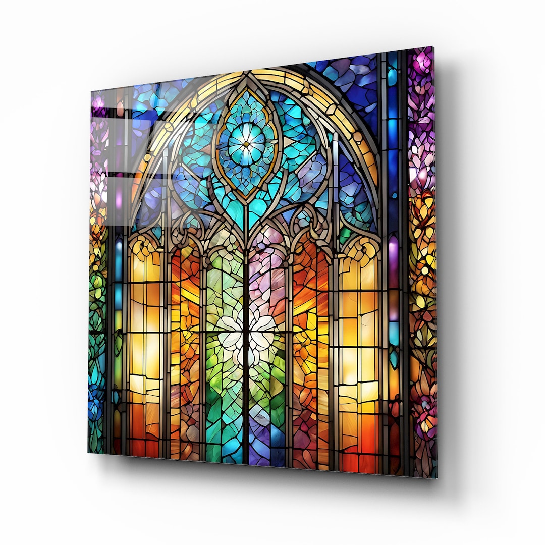 Window Stained Glass Effect Wall Art, Colorful Tempered Glass Wall ...