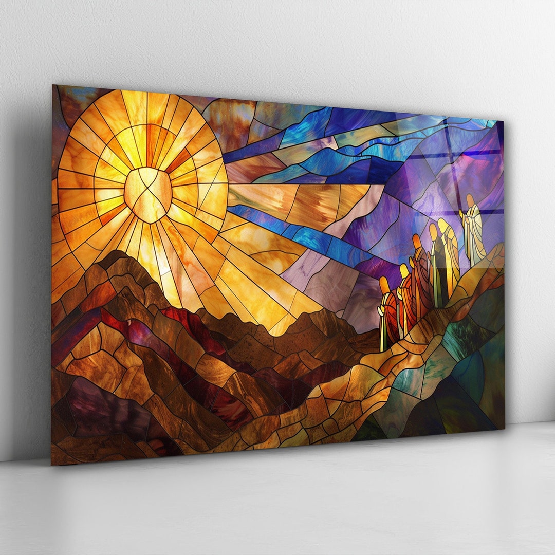 Jesus With Moses and Elijah Tempered Glass Wall Art, Stained Glass ...
