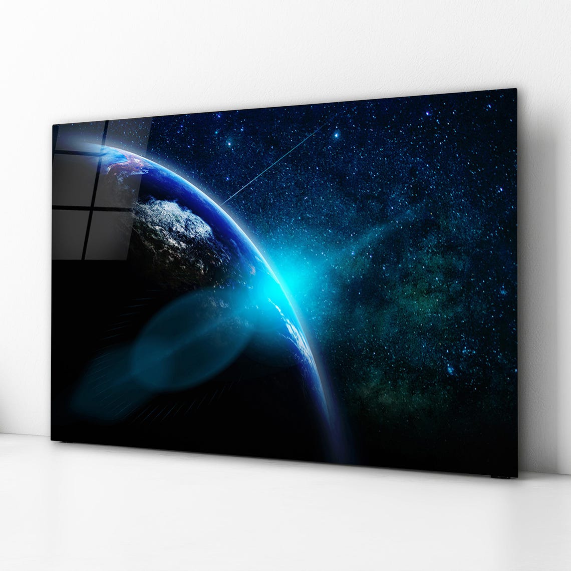 Earth & Space Glass Wall Art, Cosmic Galaxy Tempered Glass Decor ...