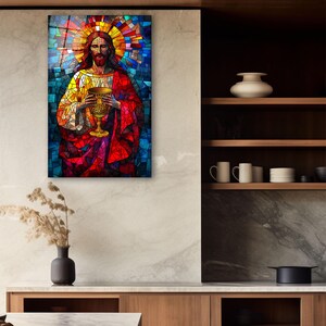 Holy Communion Stained Glass Wall Art, Jesus Christ Tempered Glass Wall ...