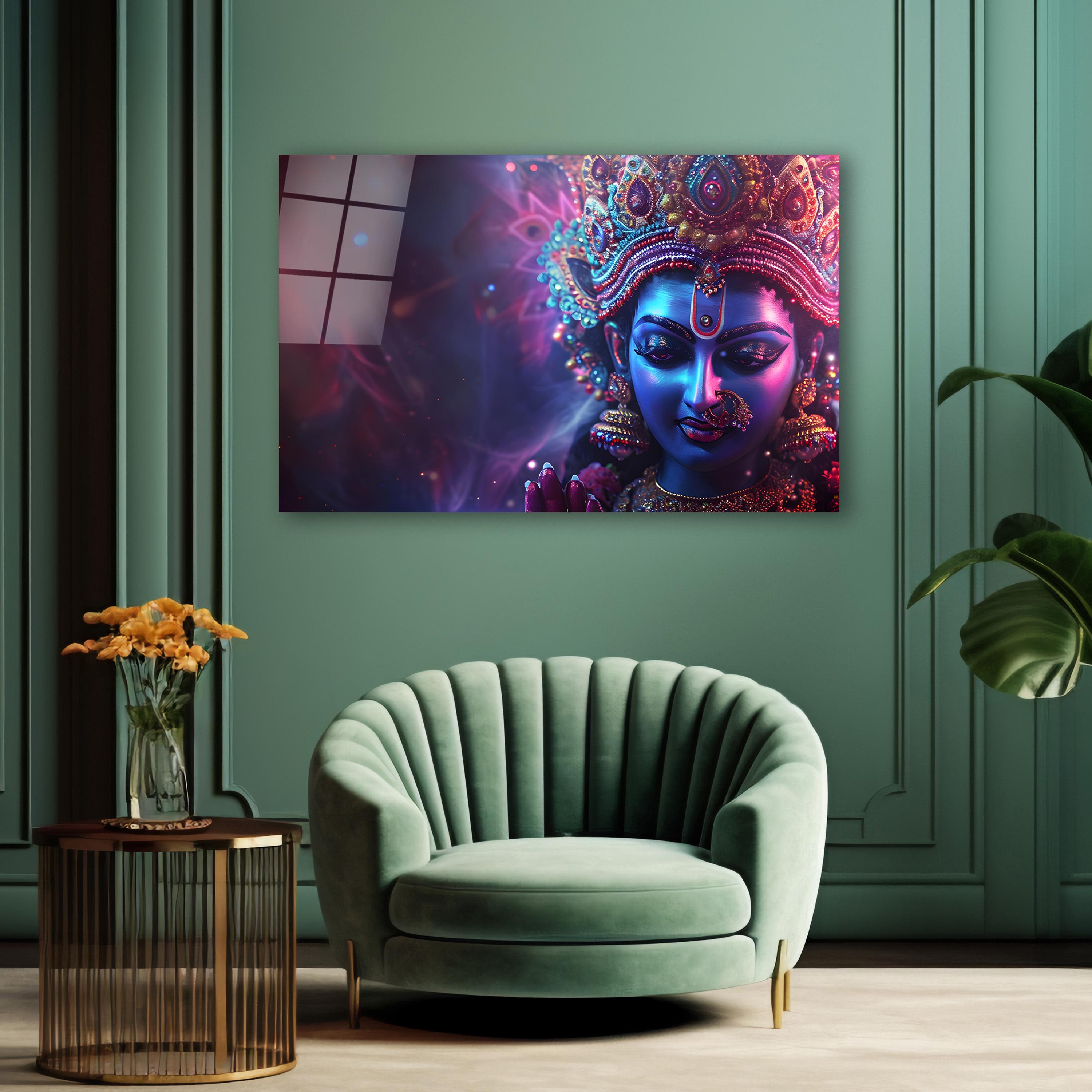Hindu Goddess Kali Glass Wall Art, Kali Statue Tempered Glass, Living ...