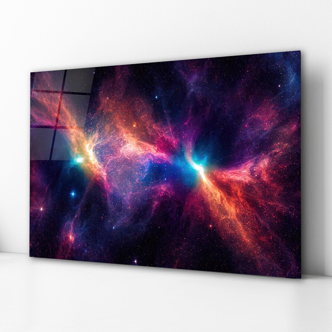 Galaxy Glass Wall Art, Cosmic Space Tempered Glass Wall Decor ...
