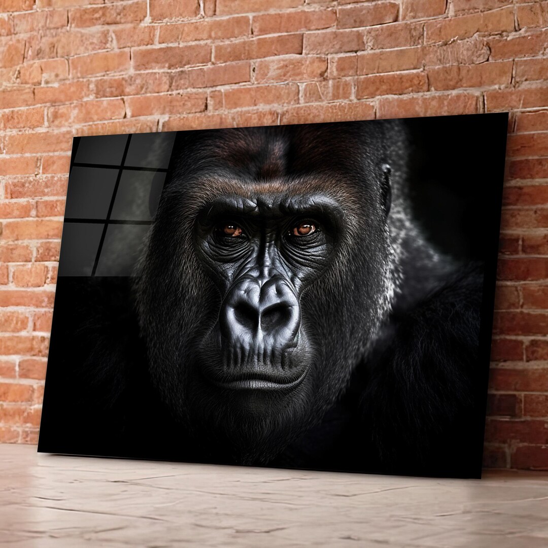 Gorilla Glass Wall Art, Primate Tempered Glass Wall Decor, Office Wall ...