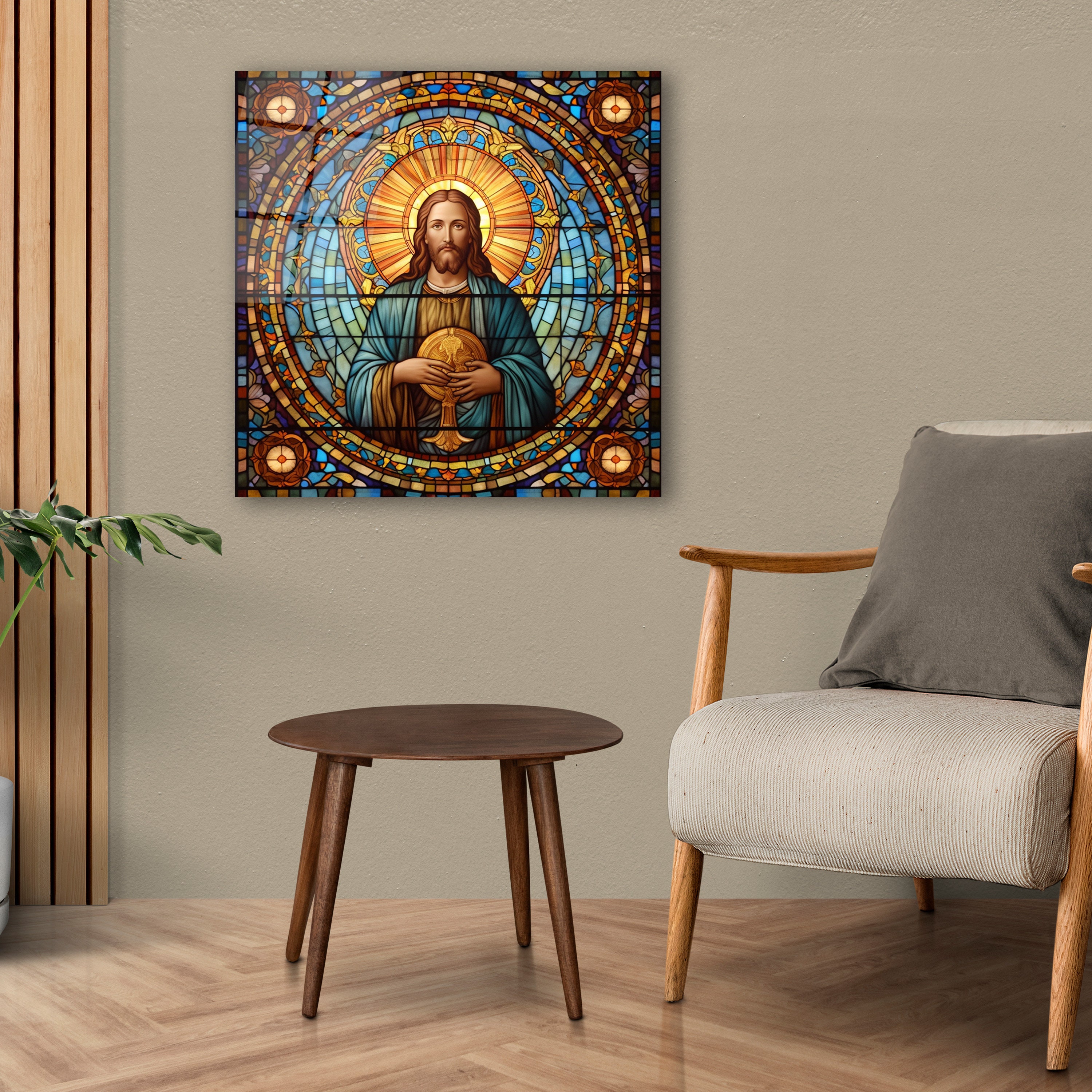 Jesus Christ Stained Glass Wall Art, Christian Tempered Glass Wall ...