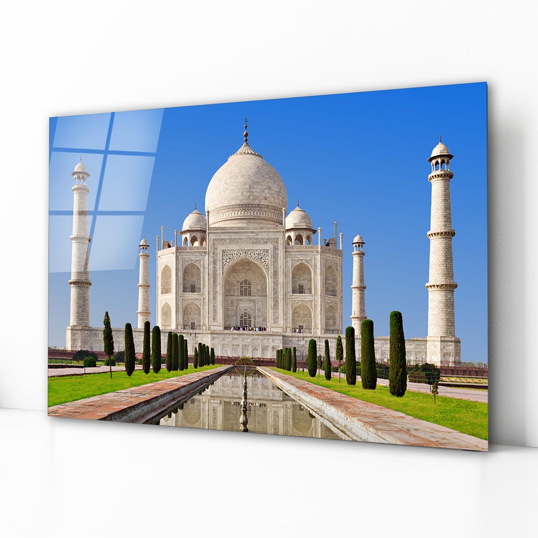 Taj Mahal Glass Wall Art, India Tempered Glass Wall Decor, New Home ...
