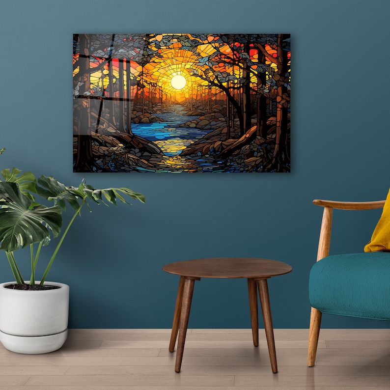 Tree of Life Tempered Glass Wall Art, Stained Glass Effect Decor ...