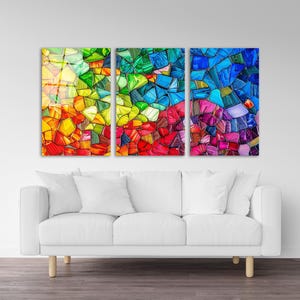 Triple Stained Glass Effect Wall Art, Colorful Tempered Glass Decor ...